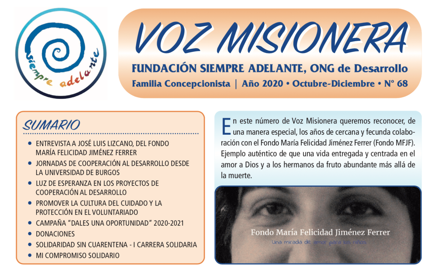 Fondo MFJF comparte sus años de trabajo humanitario en la revista "La ...